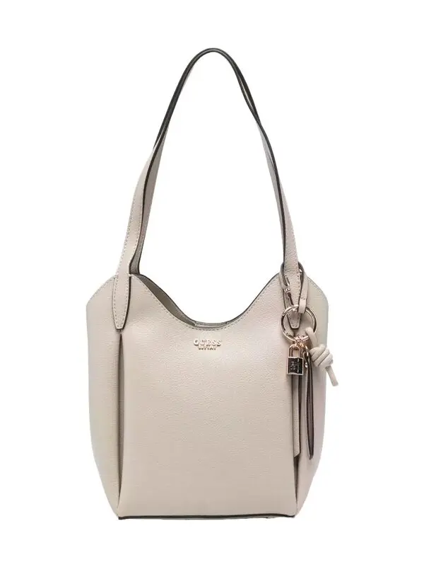 Guess Melody Logo-plaque Pebbled Shoulder Bag - Grey