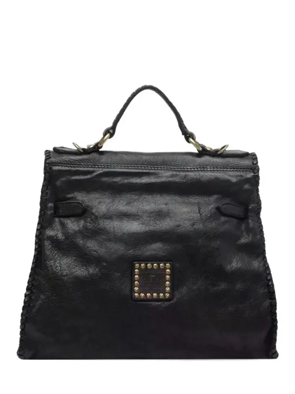 CAMPOMAGGI Ginevra Large Whipstitch-trim Calf Leather Shoulder Bag - Black