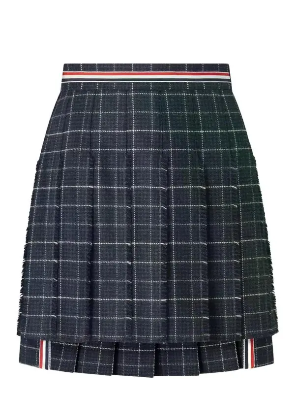 Thom Browne Windowpane Houndstooth Pleated Skirt - Blue