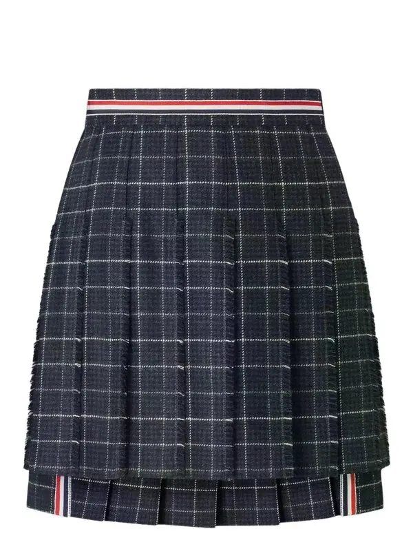 Thom Browne Windowpane Houndstooth Pleated Skirt - Blue