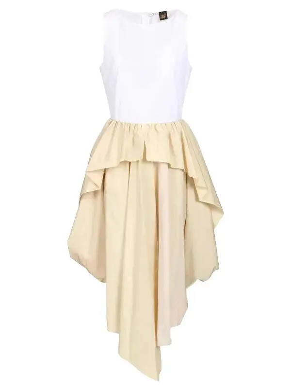 Loewe Sleeveless Ruffled Asymmetric Day Dress - Neutrals