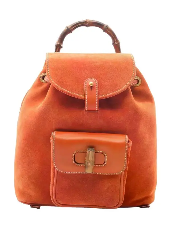 Gucci 1990-2000 Bamboo Top Handle Backpack - Orange
