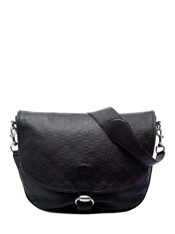 Gucci 2016-2026 Guccissima Flap Messenger Bag Crossbody Bag - Black