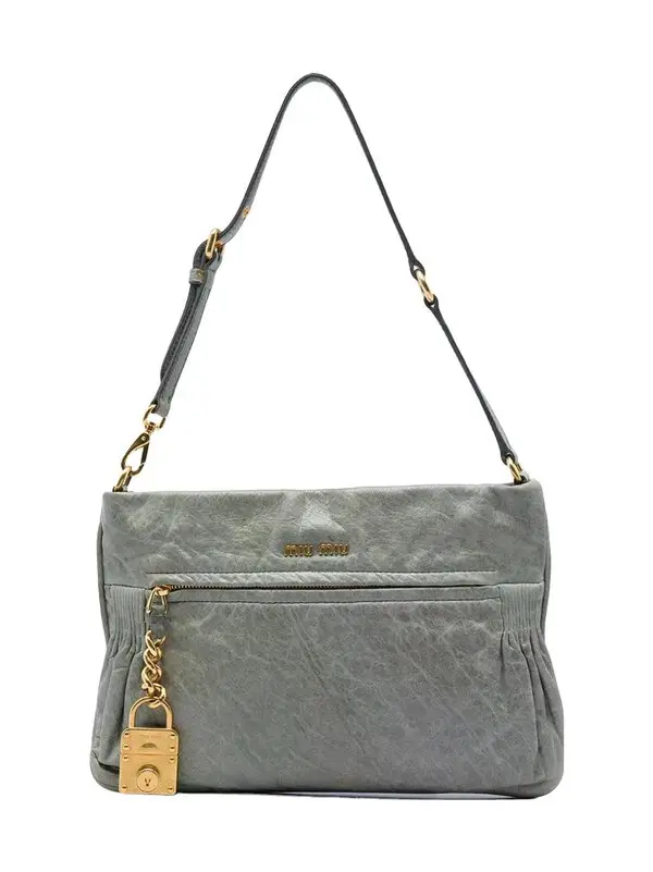 Miu Miu 2010-2026 Nappa Charm Shoulder Bag - Grey