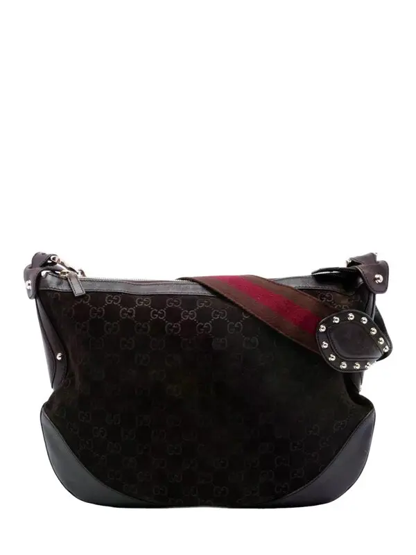 Gucci 2000-2015 Gg Suede Studded Pelham Crossbody Bag - Brown
