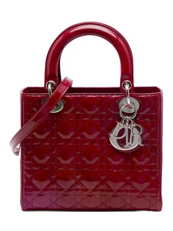 Dior 2014 Medium Patent Cannage Lady Satchel - Red