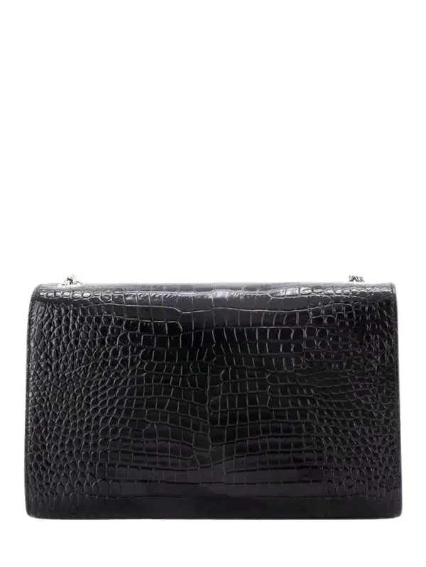 Saint Laurent Classic Monogram Tassel Crocodile Embossed Leather Medium Crossbody Bag - Black