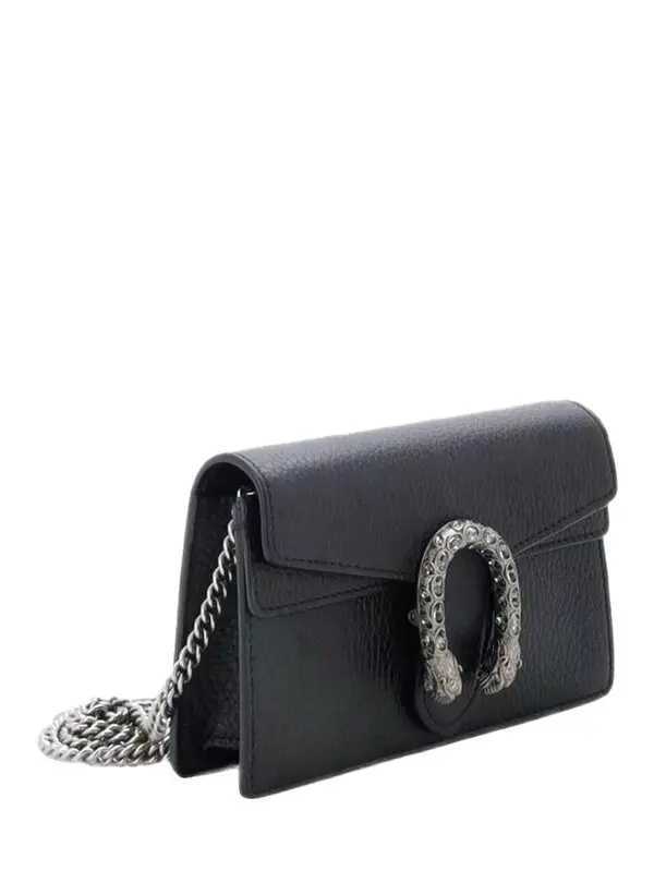 Gucci Dionysus Leather Super Mini Clutch Bag - Black