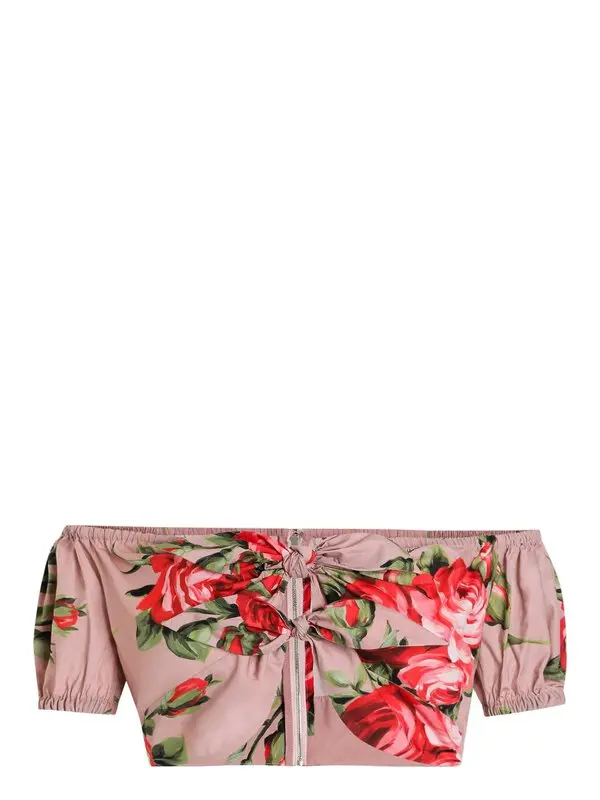 Dolce & Gabbana Rose Bouquet-print Cotton Top - Multicolor
