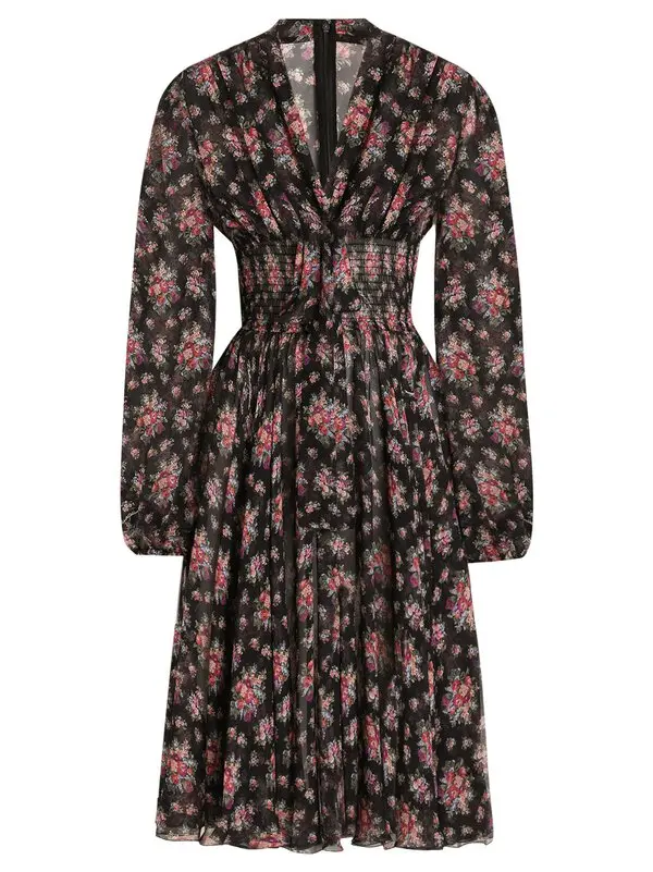 Dolce & Gabbana Small Flower Bouquets-print Chiffon Dress Dresses - Multicolor