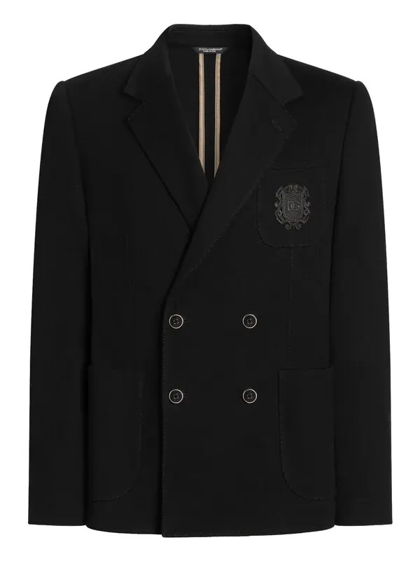 Dolce & Gabbana Portofino Double-breasted Jersey Jacket - Black