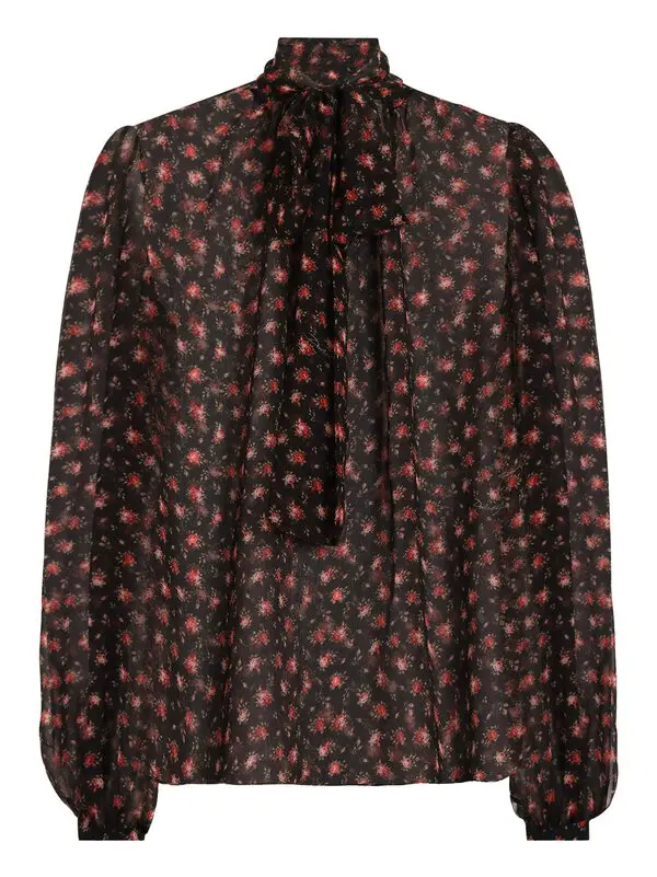 Dolce & Gabbana Small Rose-print Chiffon Blouse - Multicolor