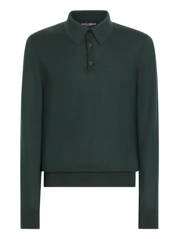 Dolce & Gabbana Knit Cashmere Polo Shirt Sweaters And Cardigans - Green