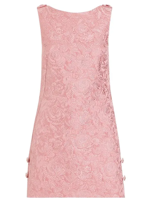 Dolce & Gabbana Short Floral Quilted Jacquard Sack Dress Dresses - Pink