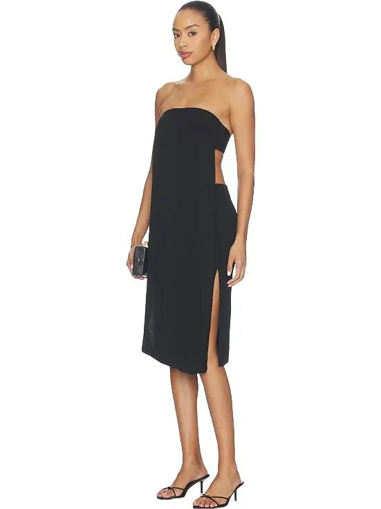EAVES Brynn Polished Crepe Midi Dress In . Also - Black