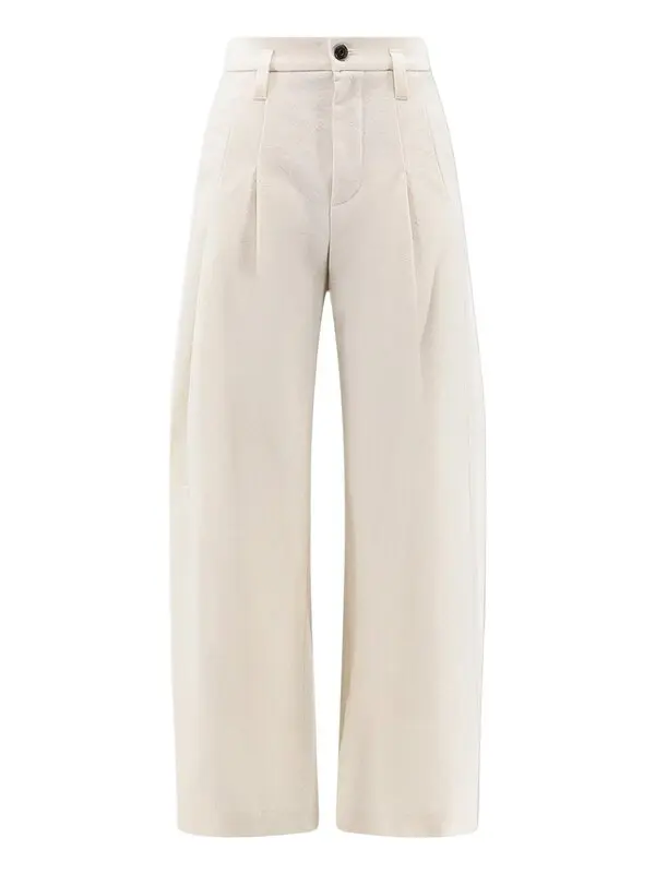 Brunello Cucinelli Baggy Wrinkled Wool And Cotton Trousers - White