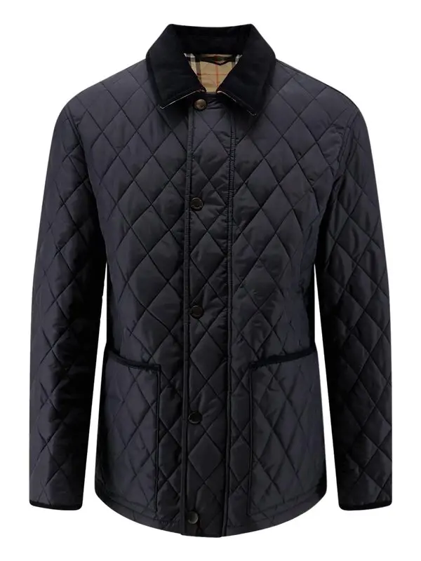 Burberry Haddington Quilted Jacket With Corduroy Trim - Black