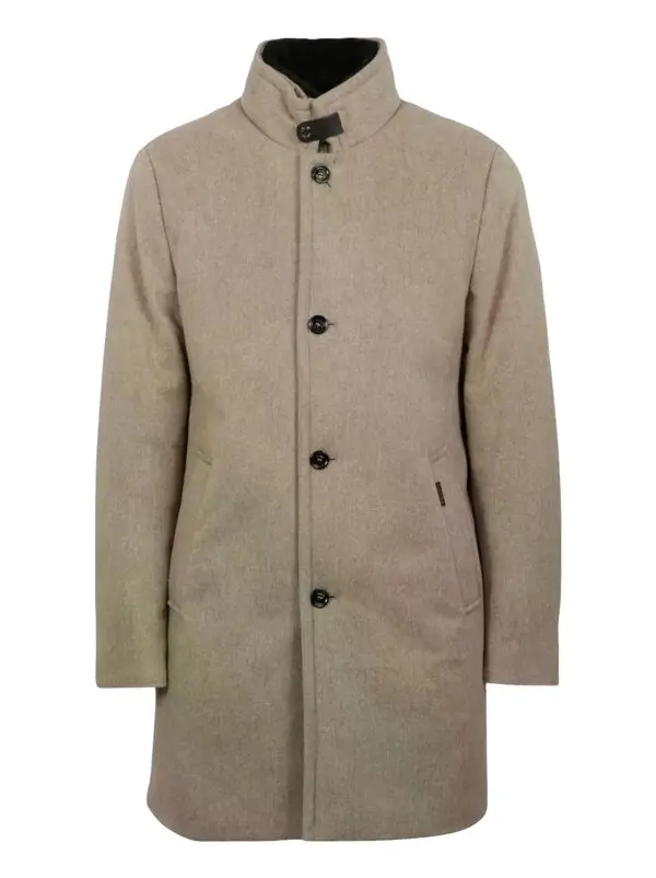 MOORER High-neck Button-up Coat - Neutrals
