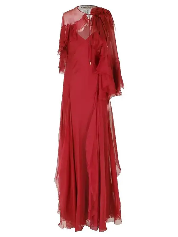 Alberta Ferretti Maxi Ruffled Silk-chiffon Dress - Red