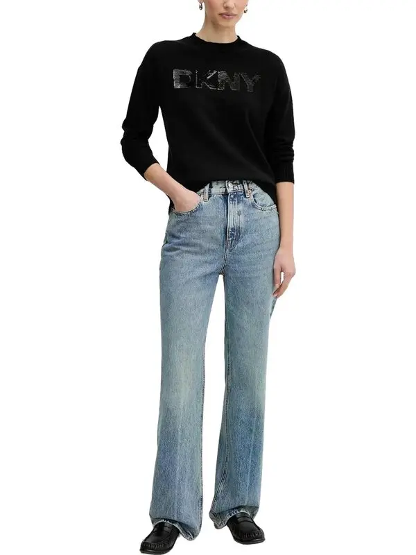 Dkny Sequin Logo Sweater - Black