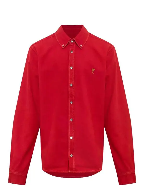 AMI Paris Button-up Denim Shirt - Red