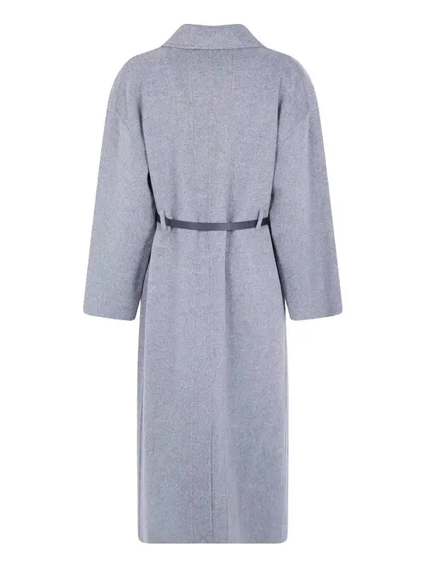 SEMICOUTURE Belted Wool Coat With Notched Lapels - Grey
