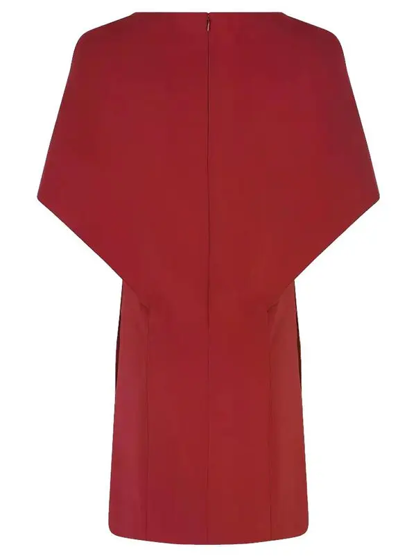 Alberta Ferretti Mini Cape-detail Boat-neck Dress - Red