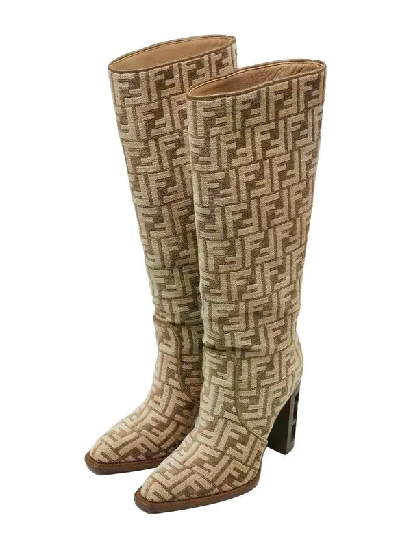 Fendi Zucca Chenille Knee-high Boots - Neutrals
