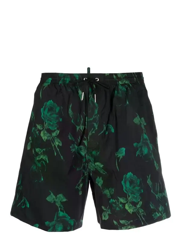 Dsquared2 Rose Print Swim Shorts - Black