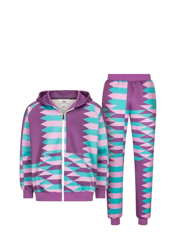 OHEMA OHENE Kente-inspired Print Hooded Tracksuit - Purple