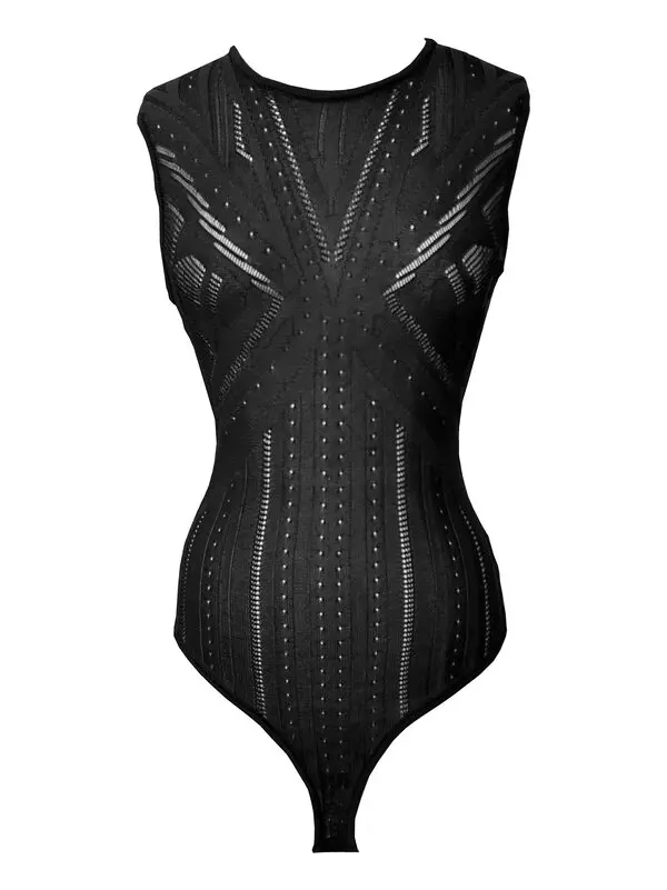 DIANA MOYA ATELIER Brandy Pointelle Bodysuit - Black