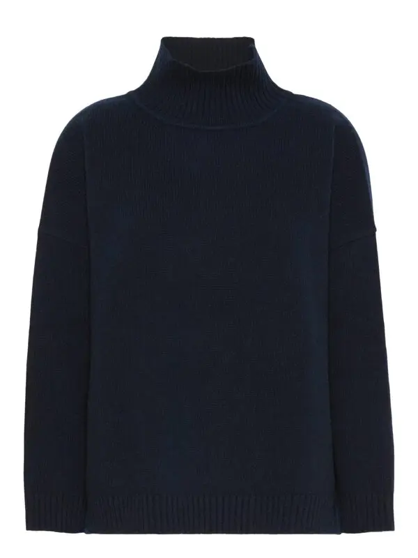 Max Mara Virgin Wool High-neck Sweater - Navy