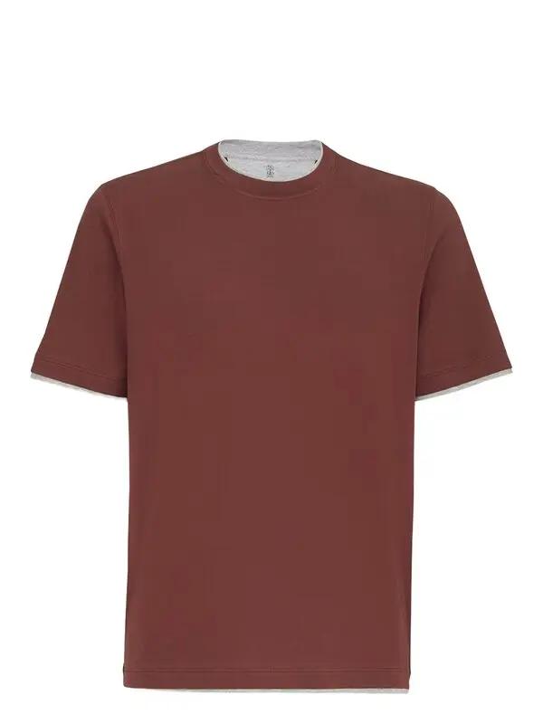 Brunello Cucinelli Cotton Faux-layer T-shirt - Red