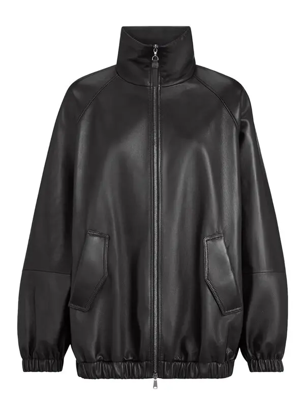 Brunello Cucinelli Nappa Leather Zip-up Jacket - Black