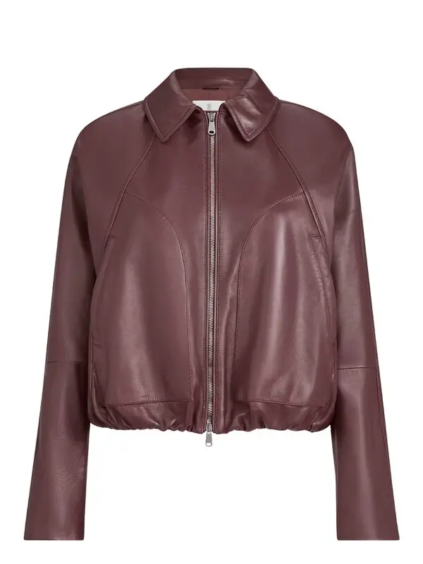 Brunello Cucinelli Nappa Leather Bomber Jacket - Red