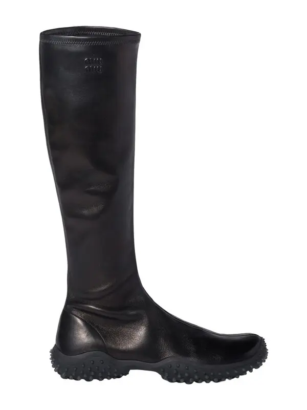 Miu Miu Stretch Nappa Leather Knee-high Boots - Black
