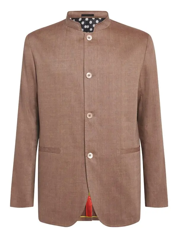 Paul Smith Wool-linen Stand-collar Blazer - Beige