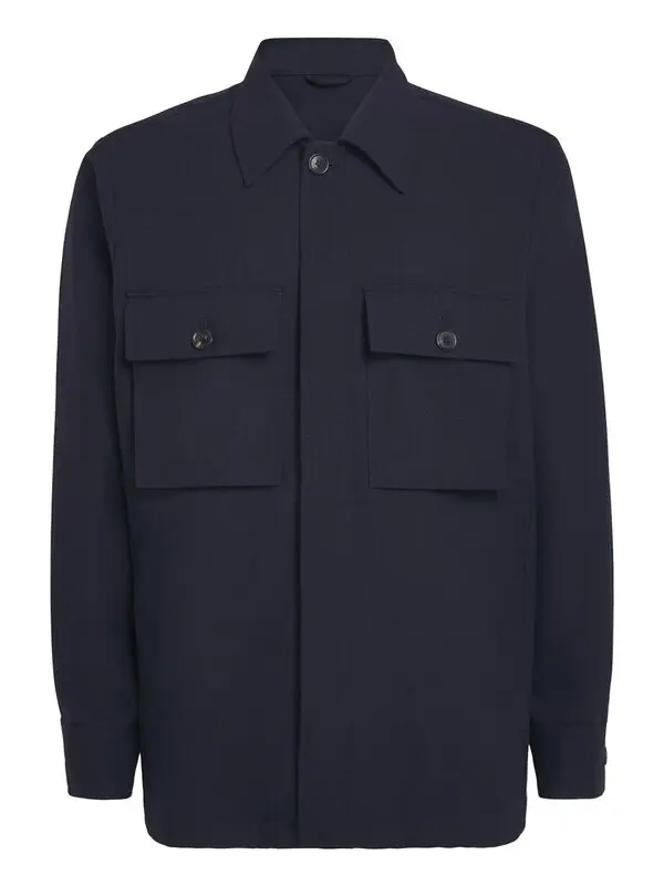 Paul Smith Worsted Wool Overshirt - Navy