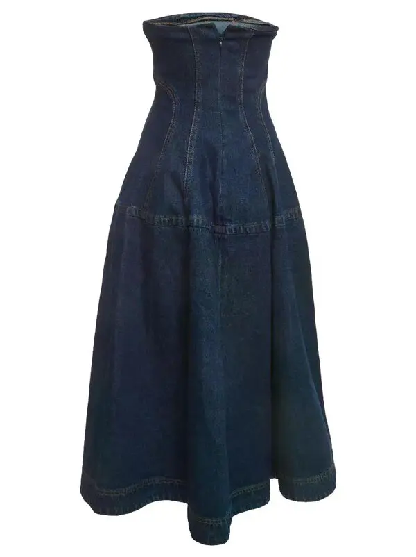 Magda Butrym Strapless Flared Midi Dress - Blue