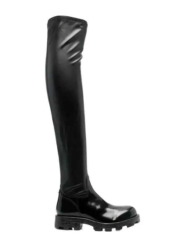 DIESEL® Calf Leather Thigh-high Boots - Black