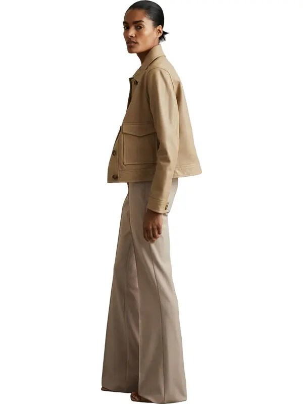 REISS High Rise Flared Trousers - Neutral