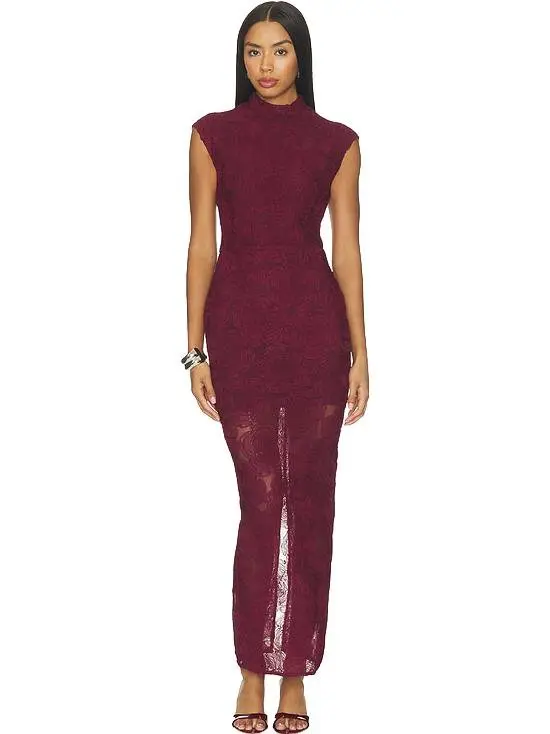 ROTATE BY BIRGER CHRISTENSEN Flower Mesh Maxi Dress In . Also - Wine