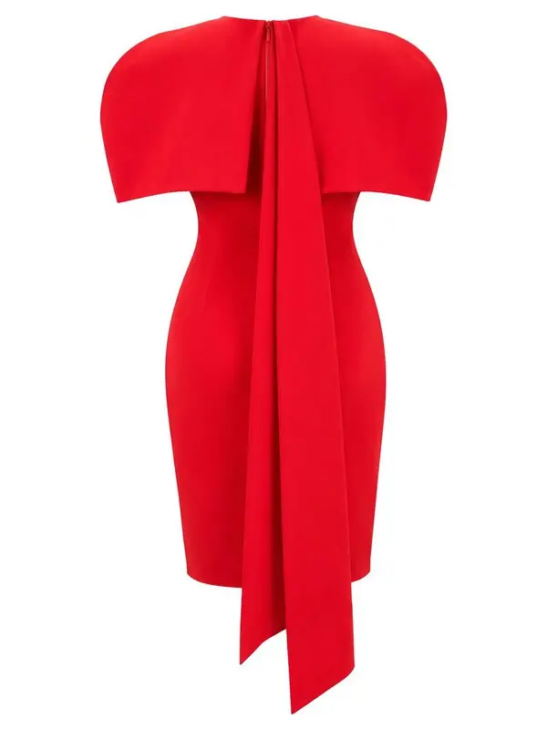 FREAK VAULT Sculptural Cape Dress - Red