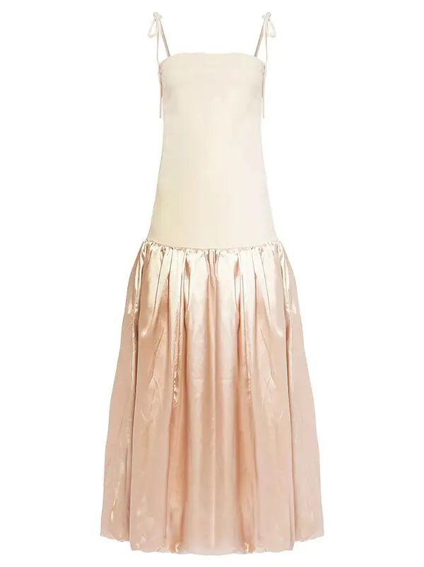 AMY LYNN Champagne Satin Puffball Dress - Gold