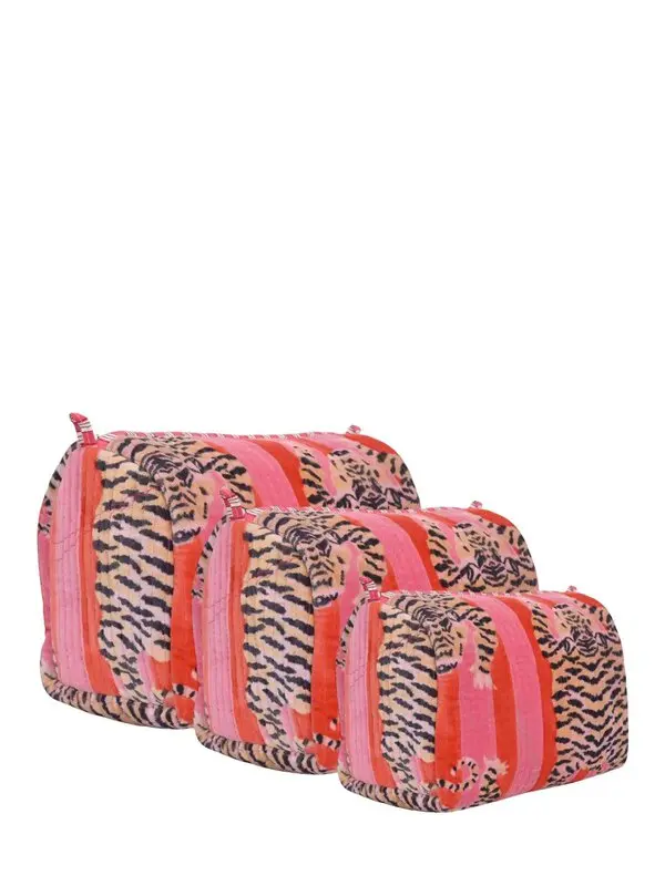 CYC Tibetan Tiger Velvet Three Piece Travel Set - Pink