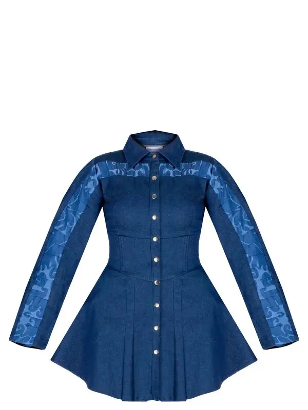 GUILLAUME ALEXANDRE Denim Corset Shirt Dress - Blue