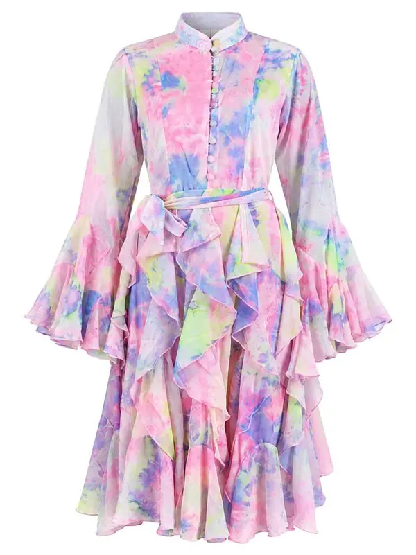 FREAK VAULT Aurora Ruffle Midi Dress - Orange