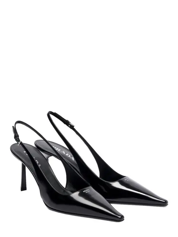 Prada Leather Slingback Pumps - Black