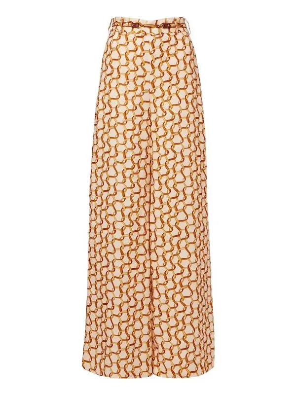 Zimmermann Belted Printed Linen Wide-leg Trousers - Multicoloured