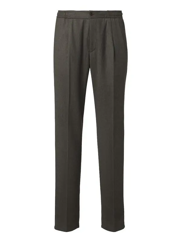 Rubinacci Virgin Wool Straight Leg Trousers - Green